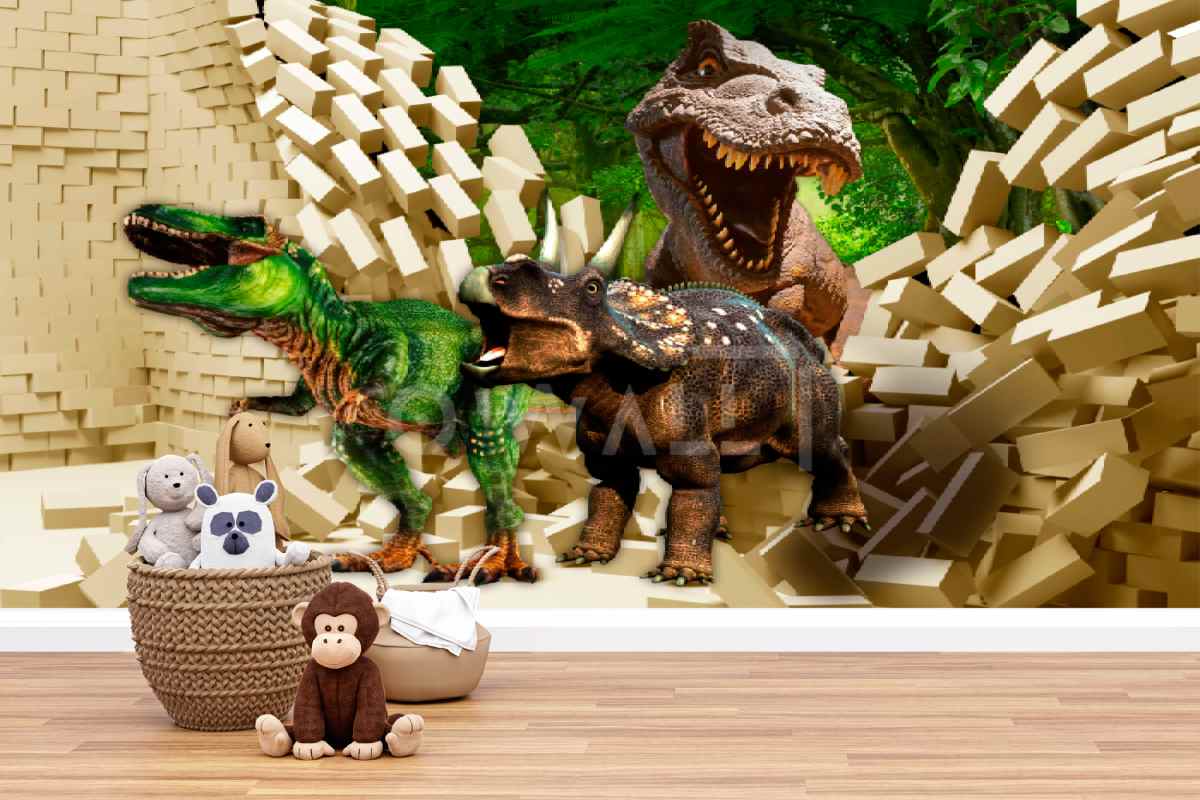 Papier Peint : 3D Jurassic Park Dinosaurs WK113 – Owall